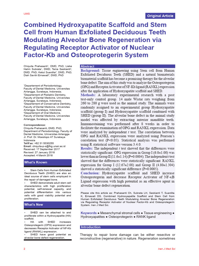Combined Hydroxyapatite Scaffold and Stem | PDF | Tissue Engineering ...