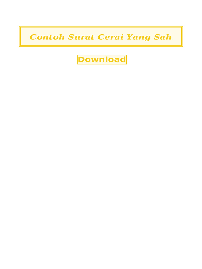 Contoh Surat Cerai Yang Sah | PDF