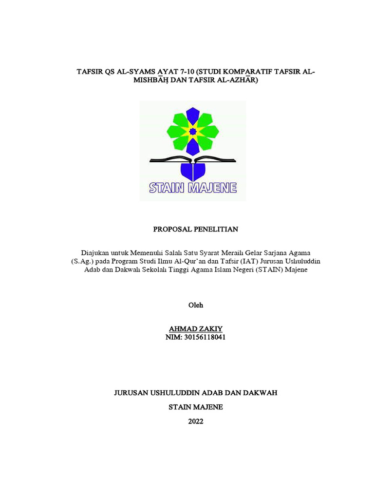 Proposal Tafsir Asy-Syams | PDF