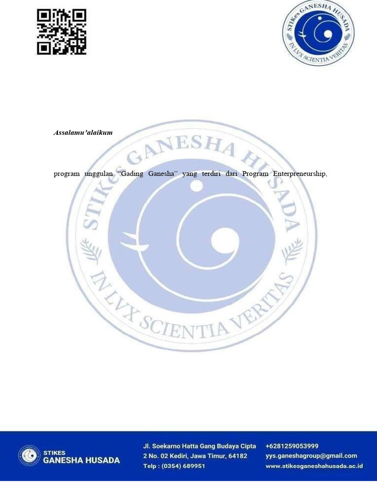 Surat Permohonan - Penawaran Kerjasama RPL - Rs Nurussyifa Kudus | PDF