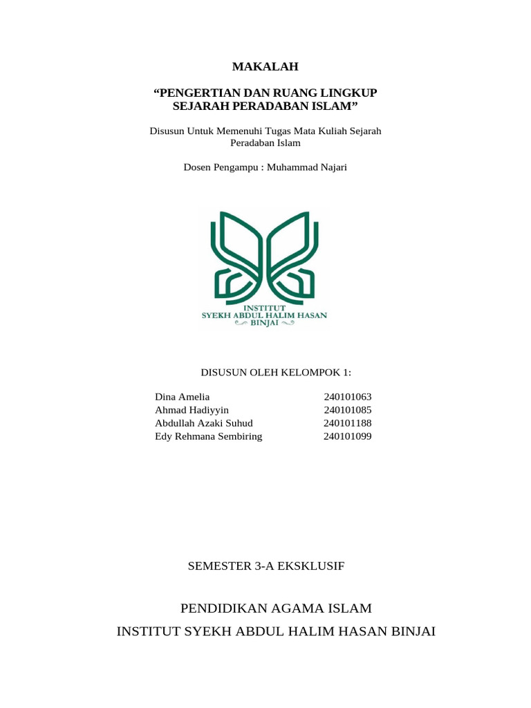 Sejarah Peradaban Islam: Definisi dan Ruang Lingkup | PDF