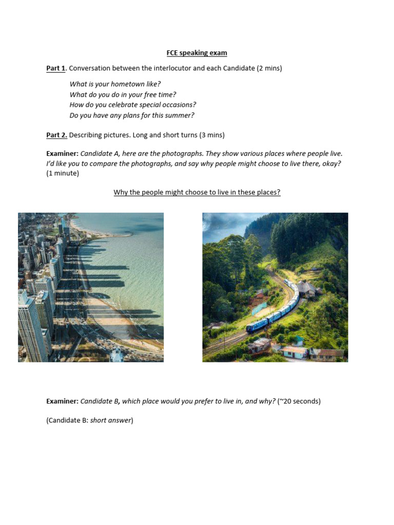 FCE Speaking Exam Overview | PDF