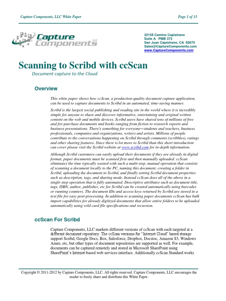 Scan To Scribd With Ccscan | PDF | Image Scanner | Scribd