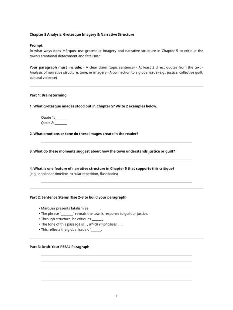 Chapter5 Grotesque Imagery Organizer | PDF