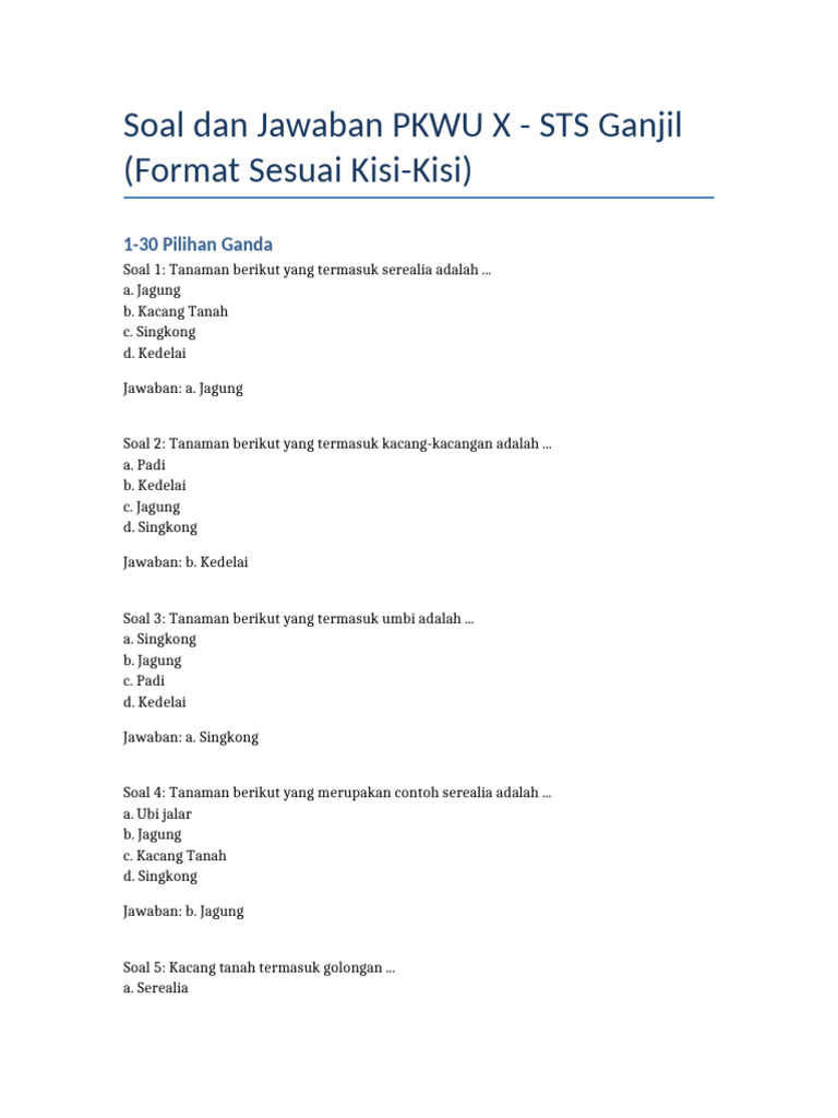 Soal PKWU X: Tanaman dan Pupuk | PDF