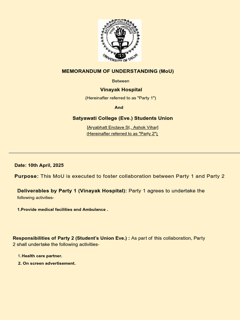 MoU for Health Collaboration 2025 | PDF