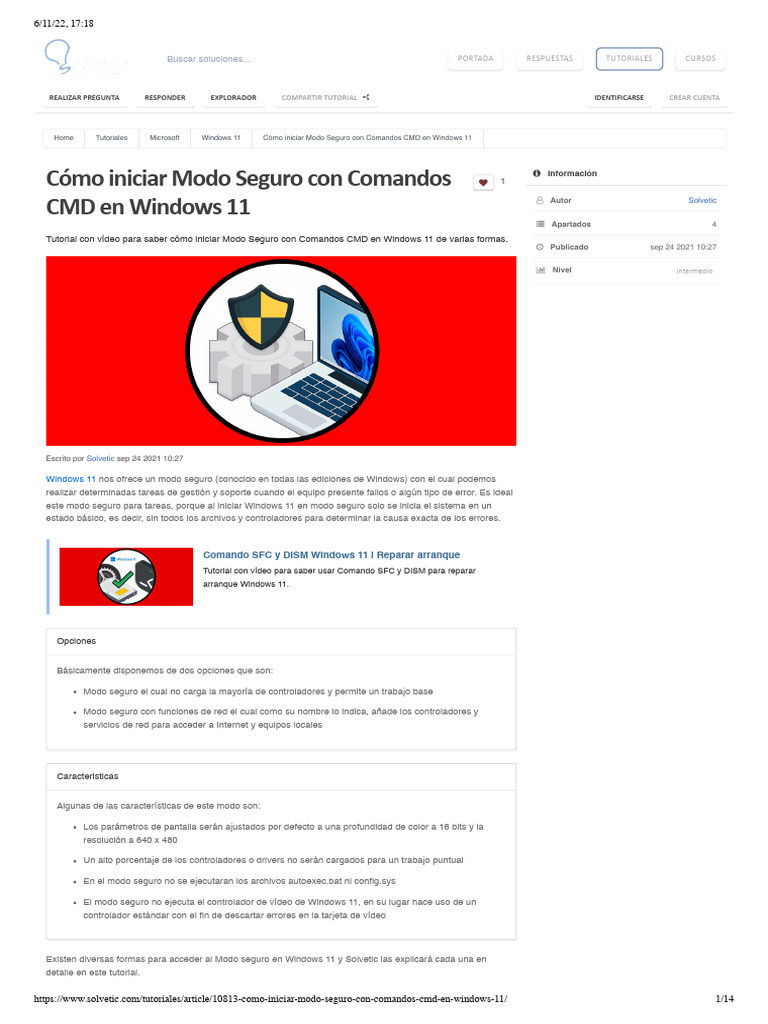 Cómo Iniciar Modo Seguro Con Comandos CMD en Windows 11 - Solvetic ...