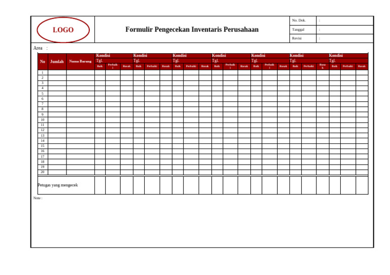 Formulir Cek Inventaris Perusahaan | PDF