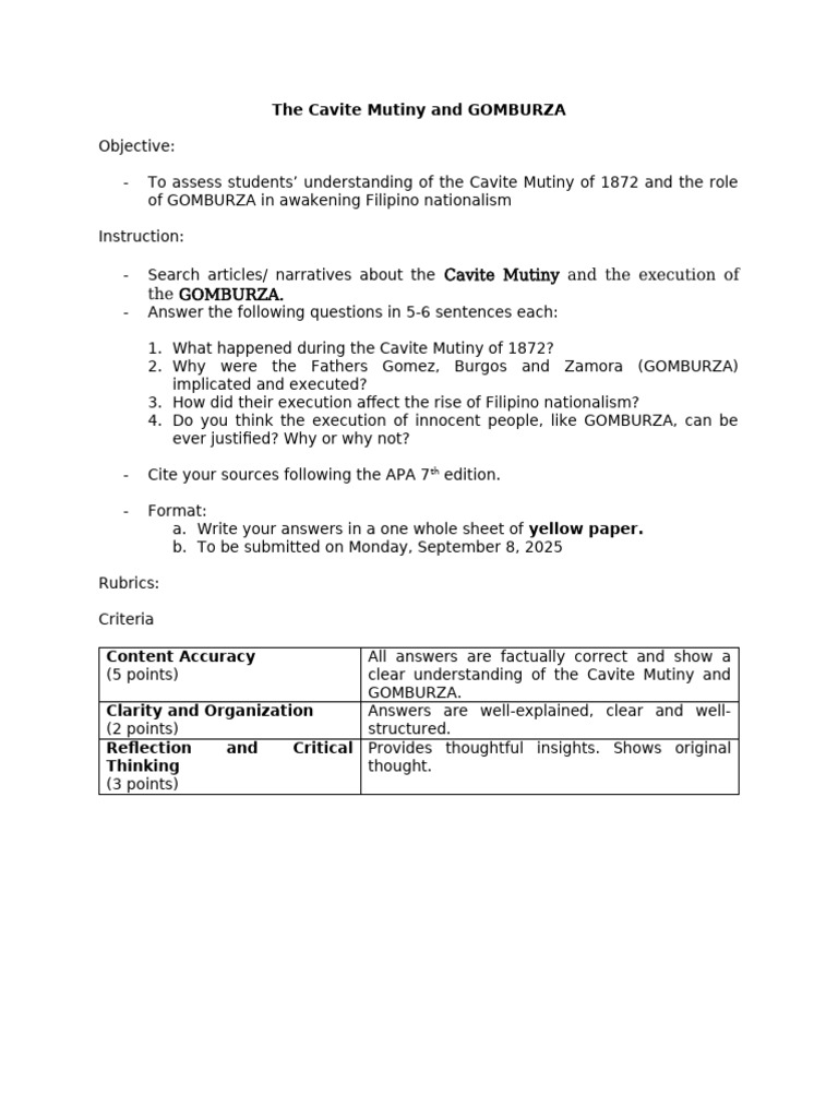 Cavite Mutiny and GOMBURZA Overview | PDF