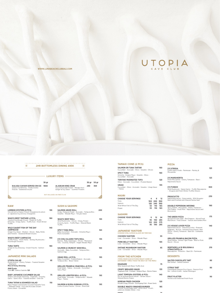 Utopia Food Menu 1 | PDF | Sushi | Salad