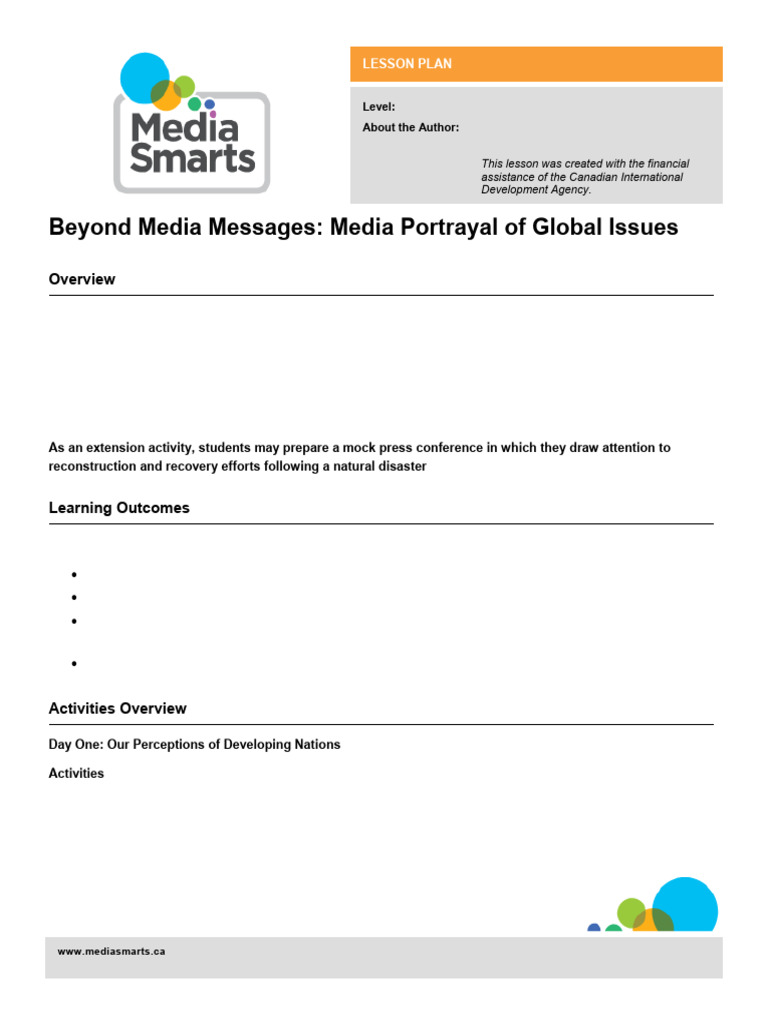 Lesson Beyond Media Messages Media Portrayal Global Issues | PDF ...