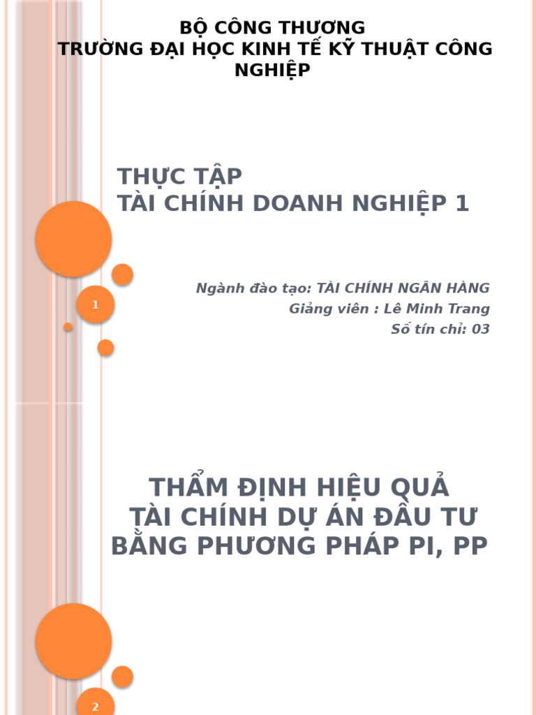 P7 - Tham Dinh Du An Dau Tu Bang Phuong Phap PI, PP | PDF