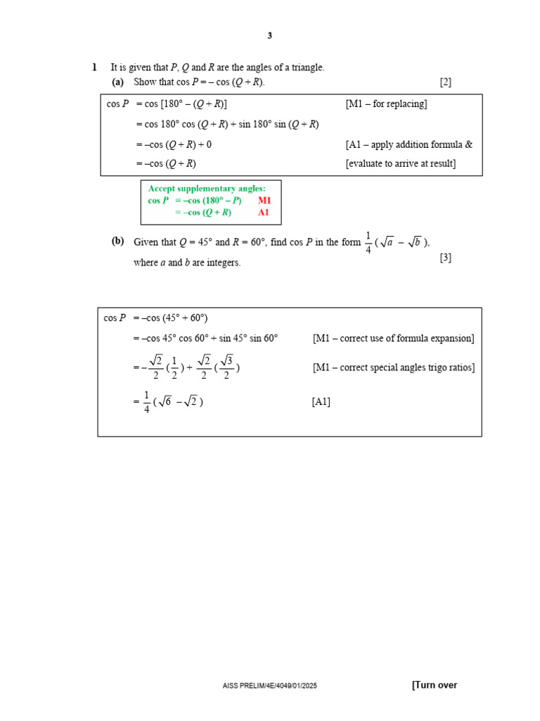 Amath Paper 1 Solutions 2025 | PDF | Circle | Triangle