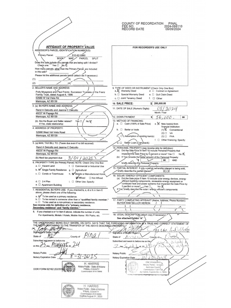 Affidavit of Property Value | PDF