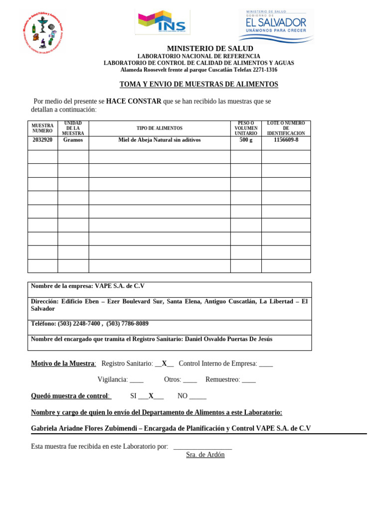 Certificado Lab Analisis Salud | PDF