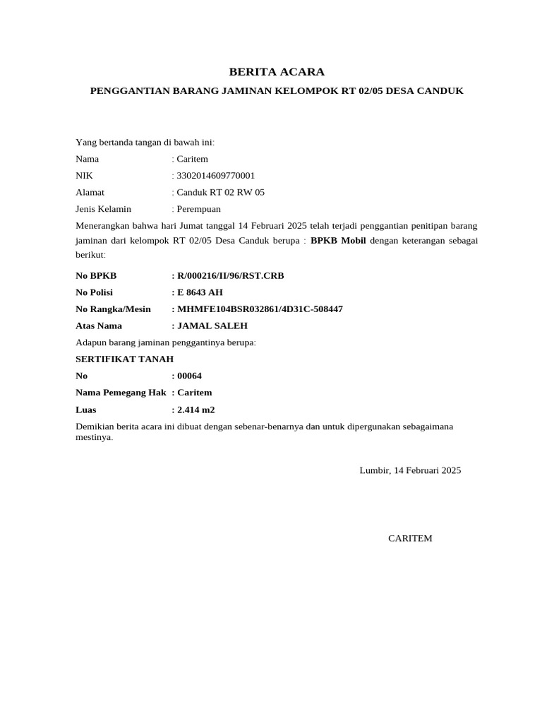 Yang Bertanda Tangan Di Bawah Ini | PDF