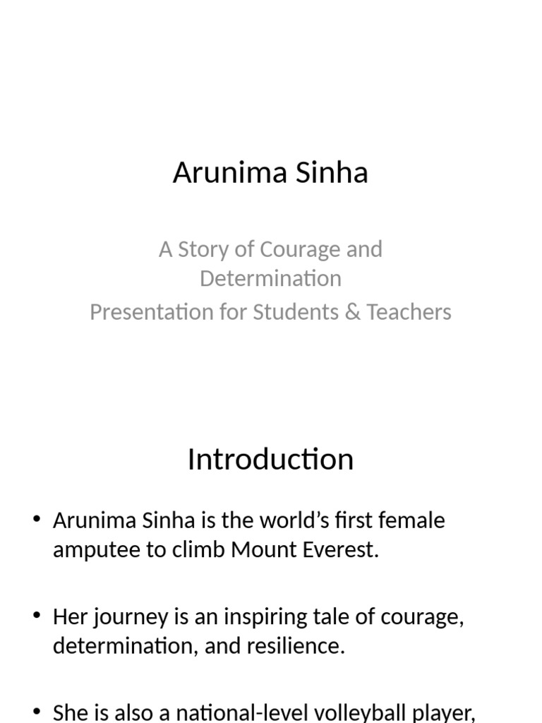 Arunima Sinha Long Presentation | PDF | Mountaineering