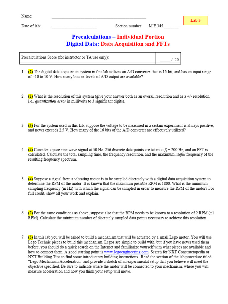 Digital Data Acquisition Lab Report | PDF | Analog To Digital Converter ...