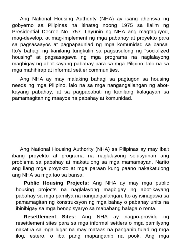 Ang National Housing Authority | PDF