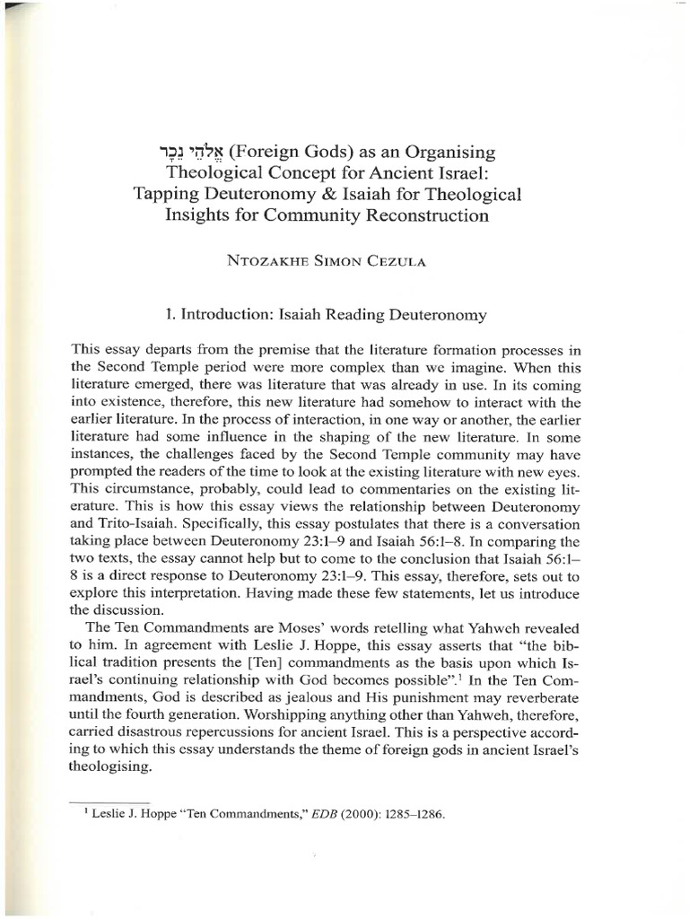 Foreign Gods As An Organising Theological Concept For Ancient Israel ...