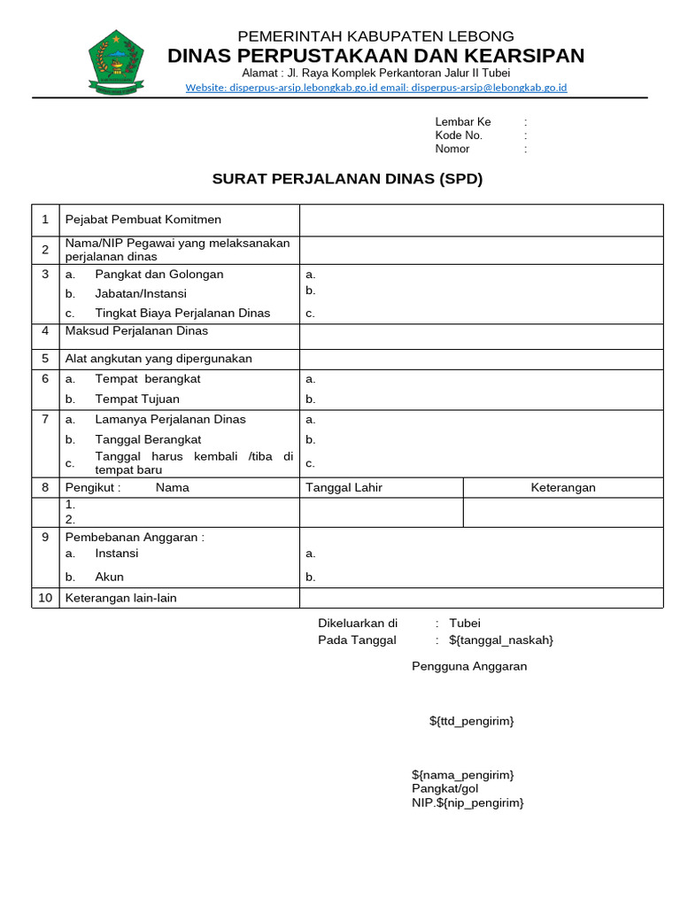 Surat Perjalanan Dinas (SPPD) | PDF