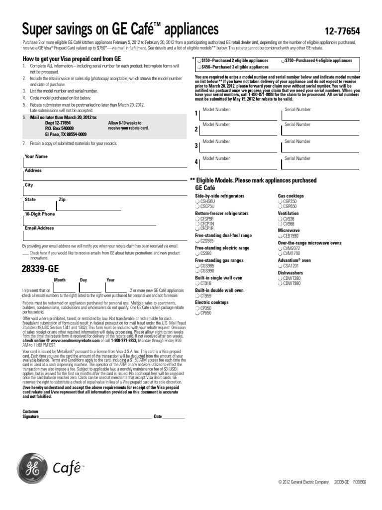 Ge Rebate | PDF | Rebate (Marketing) | Debit Card