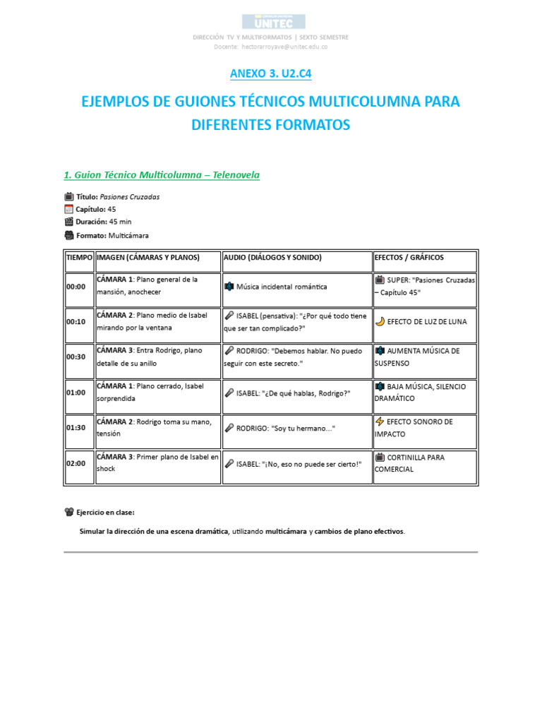 Guiones Técnicos para TV y Multiformatos | PDF | Las artes escénicas ...