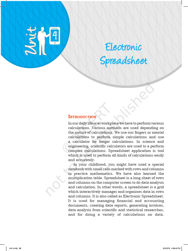 Introduction to Electronic Spreadsheets | PDF | Spreadsheet | Software