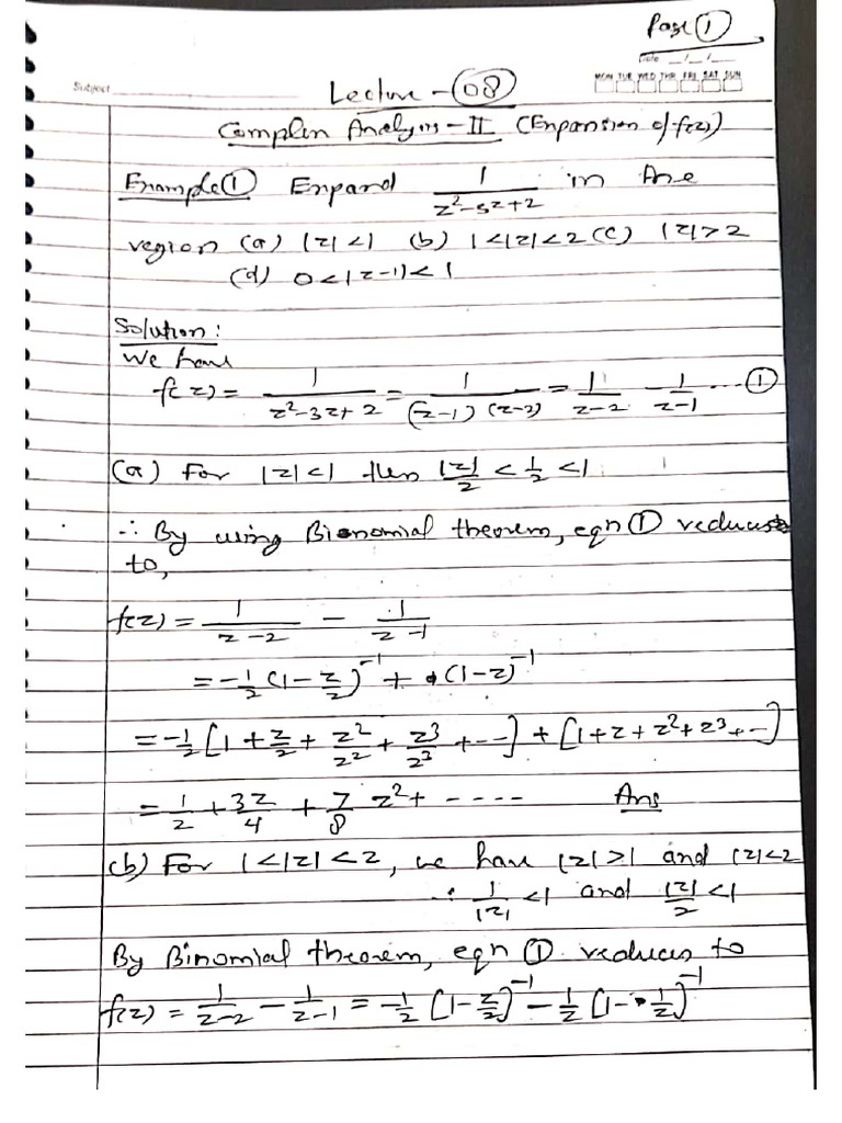 Lecture 08 Complex Analysis | PDF