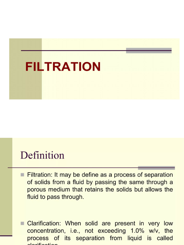 PEDD Unit I - Filteration | PDF