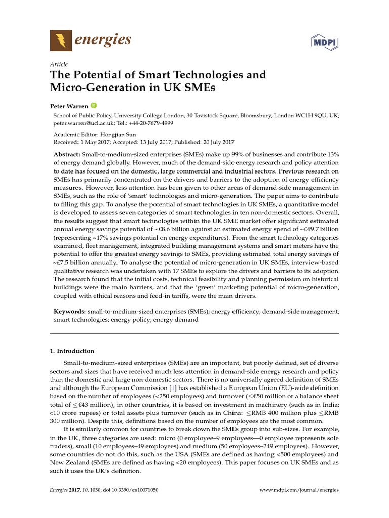 Peter Warren, 2017 - The Potential of Smart Technologies and Micro ...