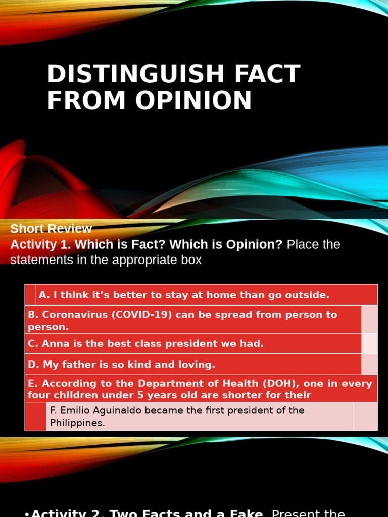 Distinguish Fact From Opinion | PDF