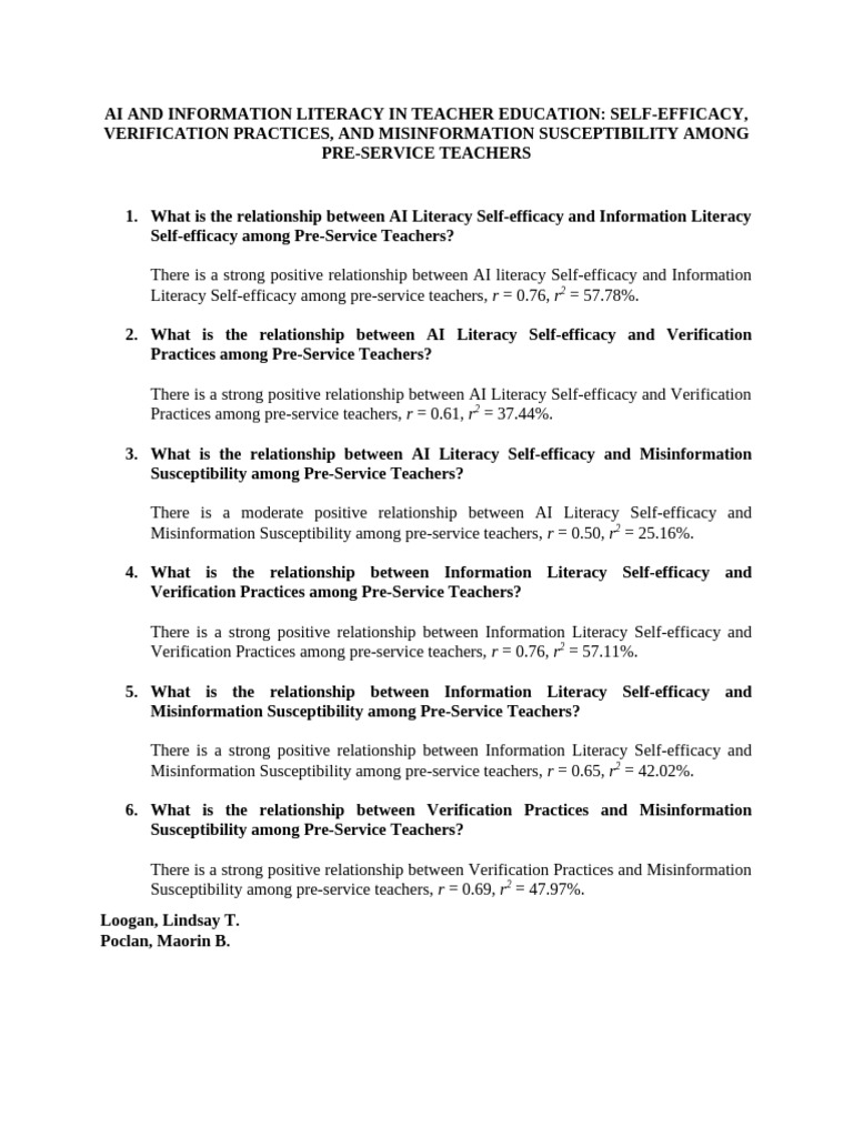 AI Literacy and Misinformation in Education | PDF