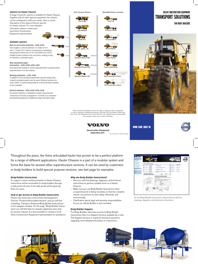 Volvo Hauler Chassis Body Builder Guide | PDF | Tractor | Motor Vehicle