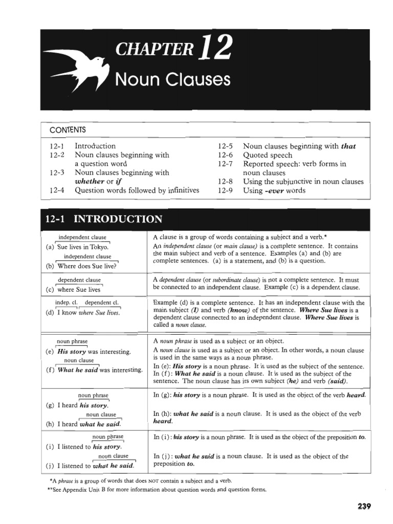 Noun Clause Identification Exercise | PDF | Verb | Sentence (Linguistics)