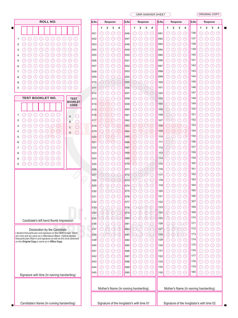 NEET 2025 OMR Sheet for Practice | PDF