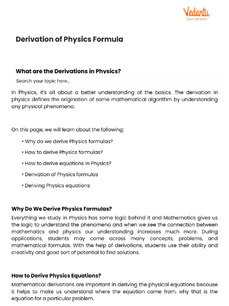 Derivation of Physics Formula | PDF