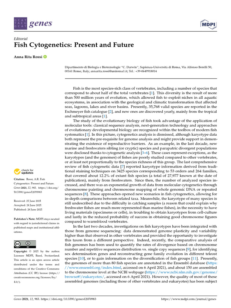 Fish Cytogenetics: Current Insights | PDF | Karyotype | Cytogenetics
