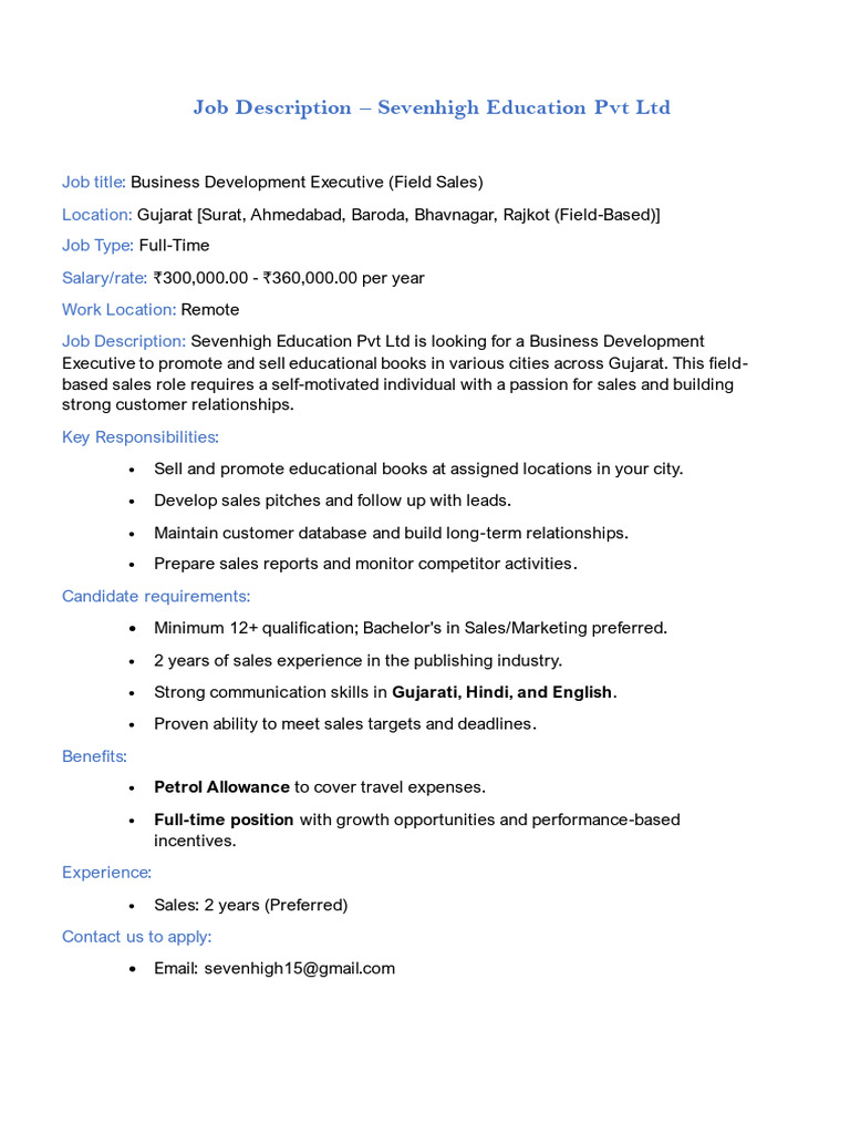Job Description (BDE) | PDF