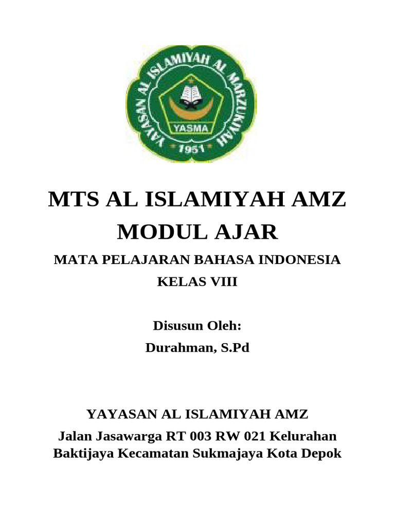 Cover Mts Al Islamiyah Amz (1) | PDF