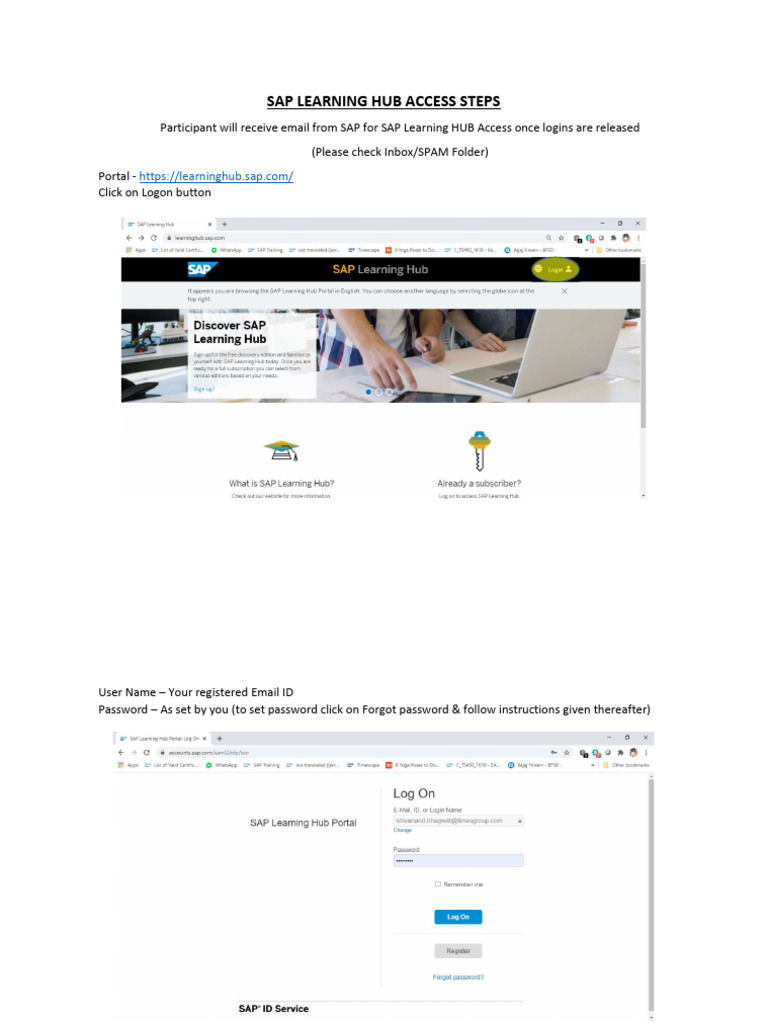 SAP Learning Hub Access Guide | PDF | Educational Technology | Login