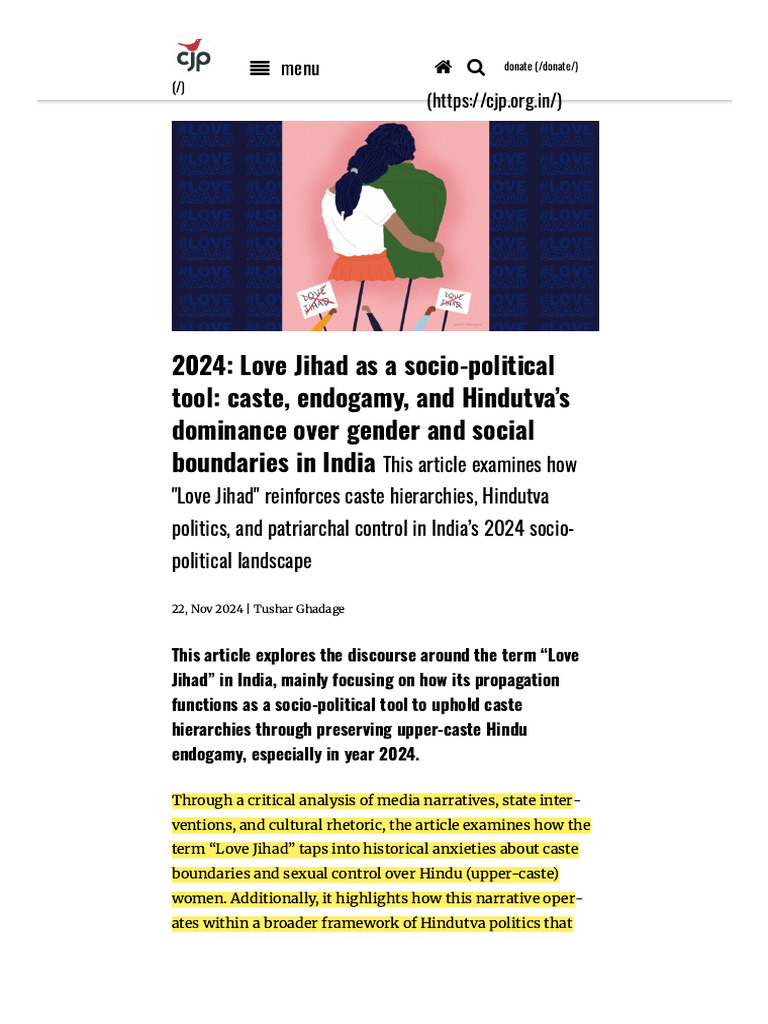 2024 - Love Jihad As A Socio-Political Tool - Caste, Endogamy, and ...