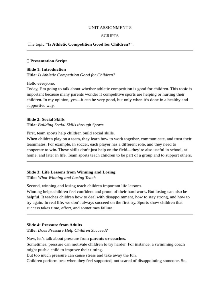 UNIT ASSIGNMENT 8-Scripts | PDF | Human Development | Behavioural Sciences