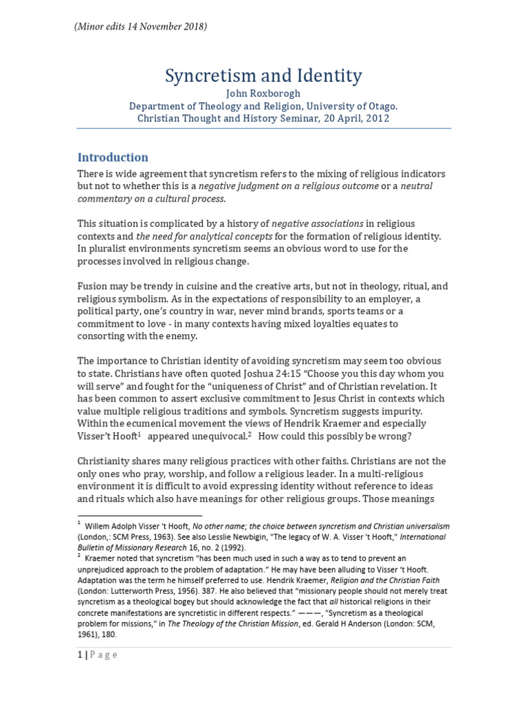 Syncretism and Identity | PDF | Theology | Interfaith Dialogue