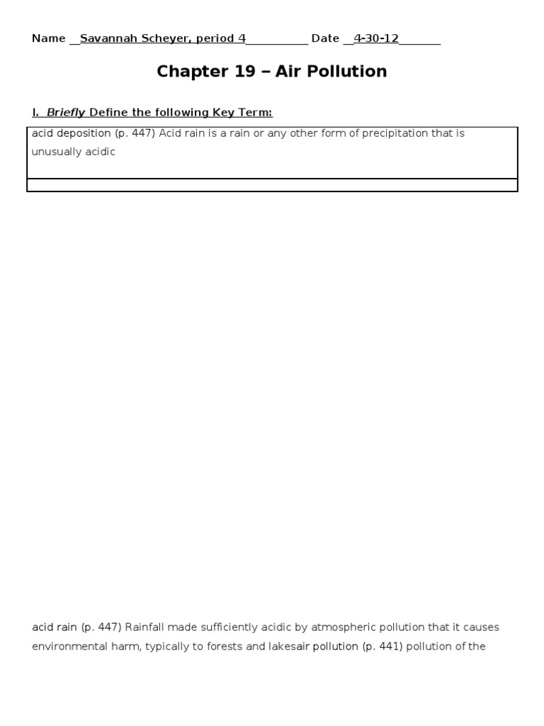 Chapter 19 Study Guide | PDF | Air Pollution | Smog