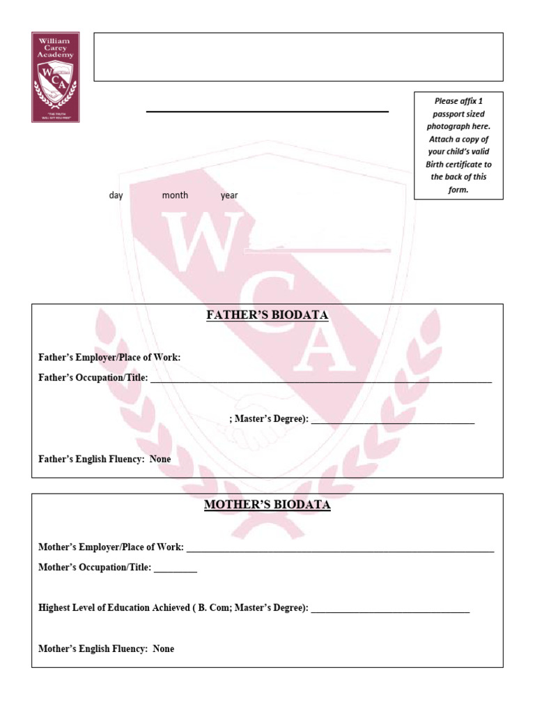 General Admission Form 2024 Version | PDF | English As A Second Or ...