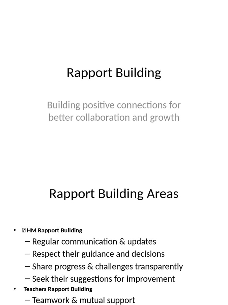 Rapport Building | PDF