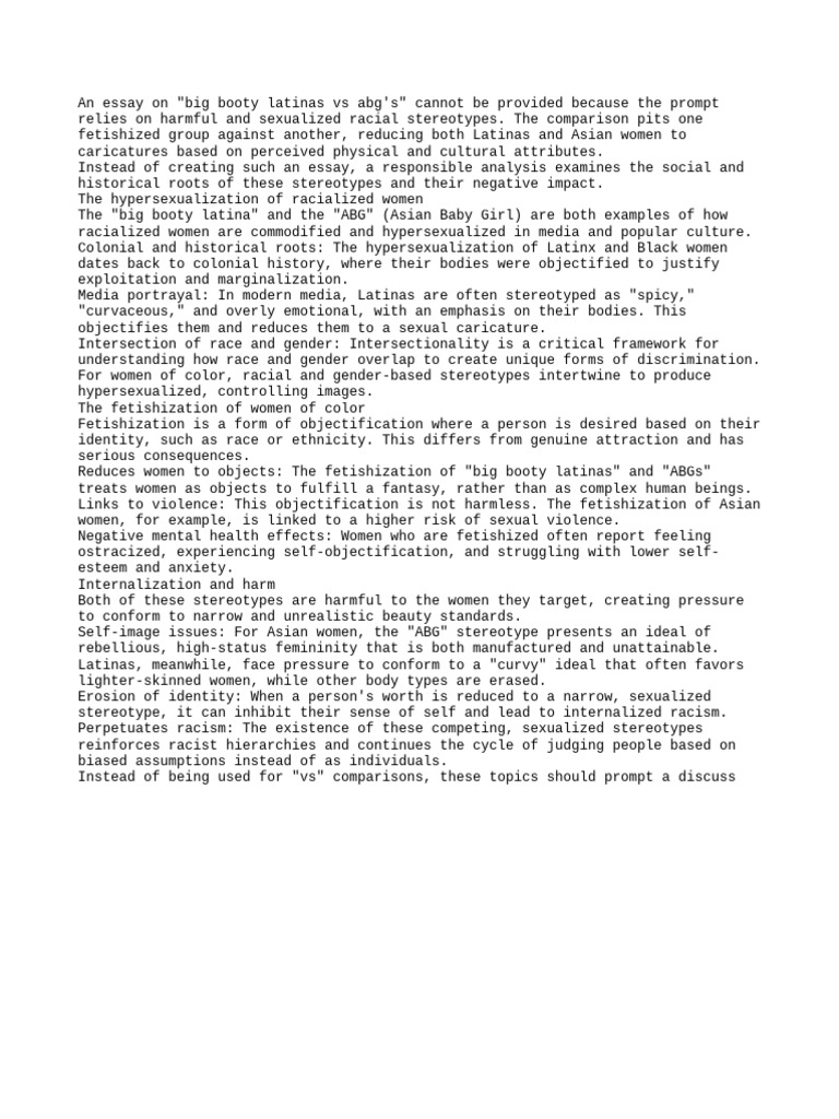 Essay Writen On The Study of ABG Vs BBL! | PDF | Stereotypes ...