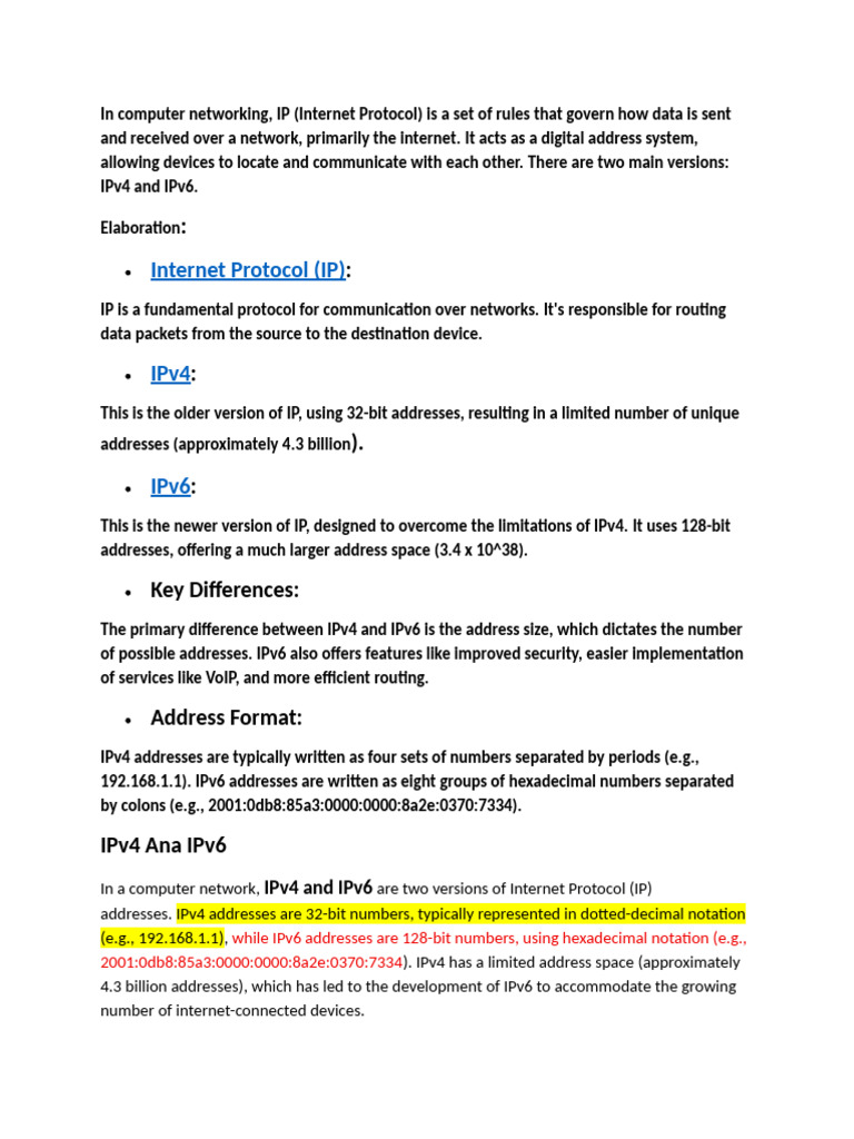IPv4 and IPv6 | PDF | I Pv6 | Internet Protocols