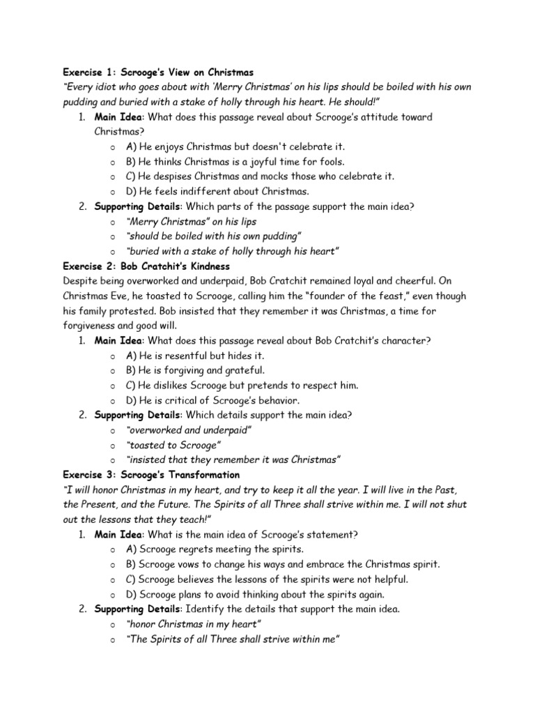 Reading Passage (A Christmas Carol) | PDF | Ebenezer Scrooge | Christmas